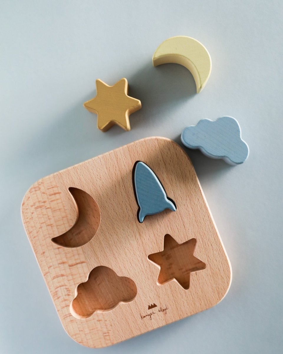 Wooden Chunky Shape Puzzle – Sky Theme | Educational Toy – Playroom ...